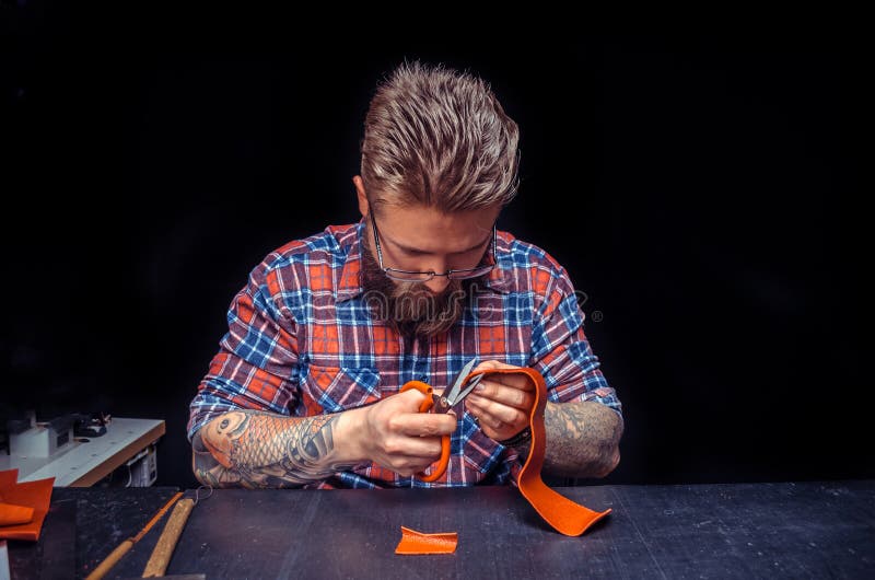 Leather Skinner Forming New Leather Production Stock Image - Image of ...