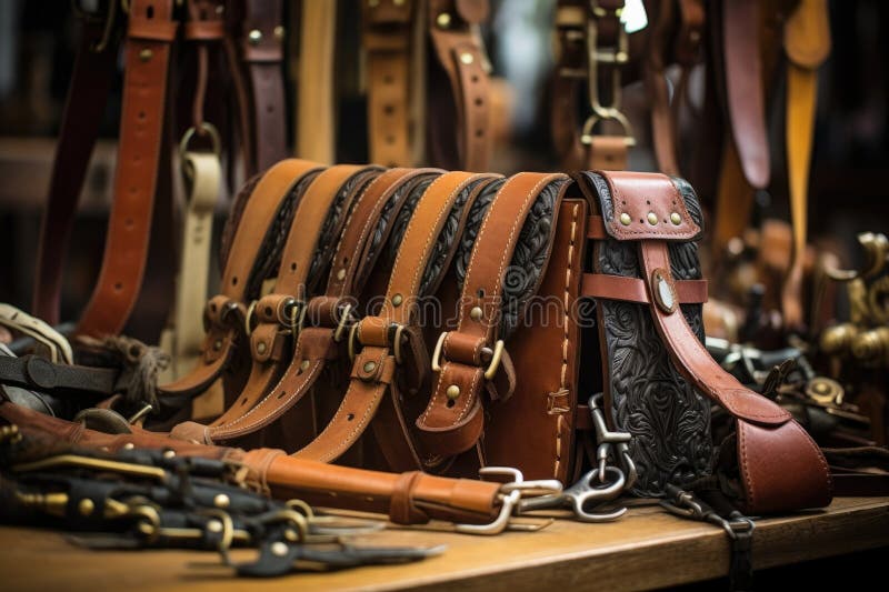 Leather Straps, Buckles, and Saddle Components Stock Image - Image of ...
