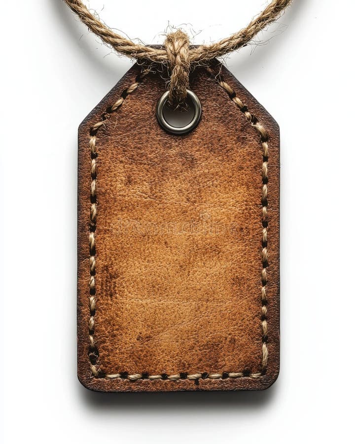 Leather Tag with Blank Design and String for Branding or Labeling Stock ...