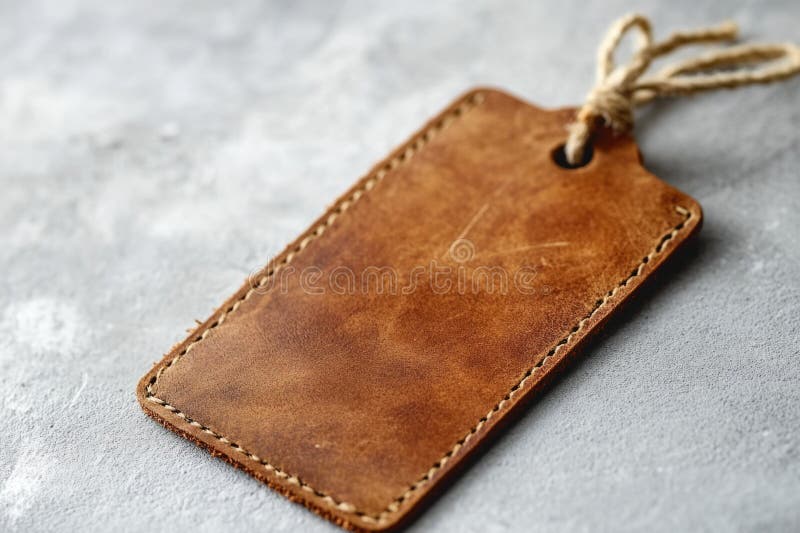Leather Tag Hanging from Rope Stock Photo - Image of natural, casual ...