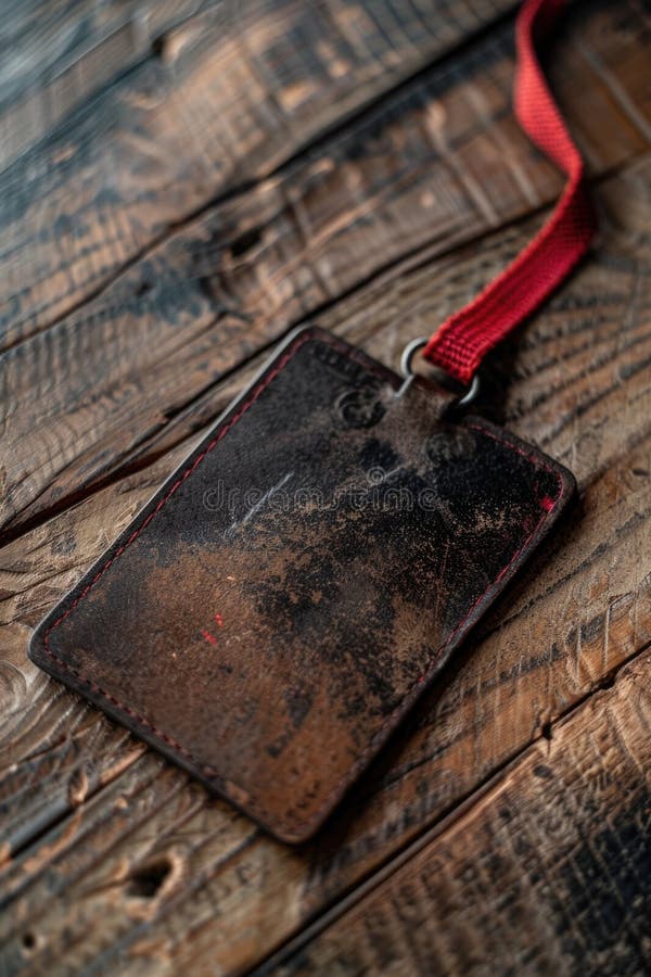 A Leather Tag with a Red Cord Hanging from it Stock Image - Image of ...