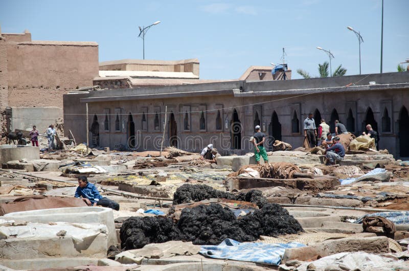 Leather Tannery in Marrakech Editorial Image - Image of ancient ...
