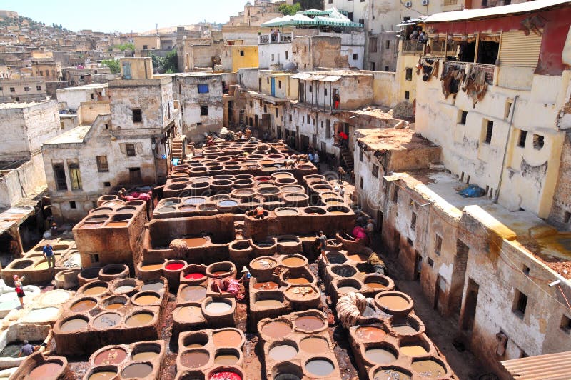 Leather Tanning in Fez , Morocco Editorial Image - Image of marrakech ...