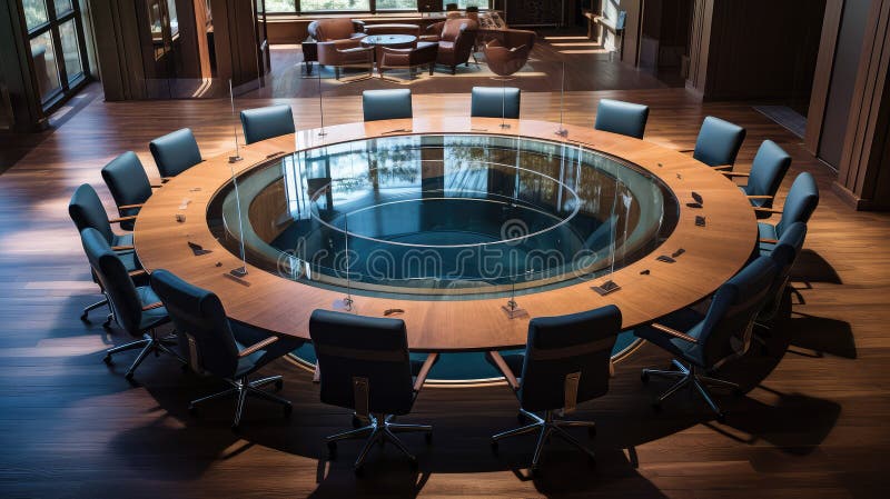 Leather Top View Conference Table Stock Illustration - Illustration of ...