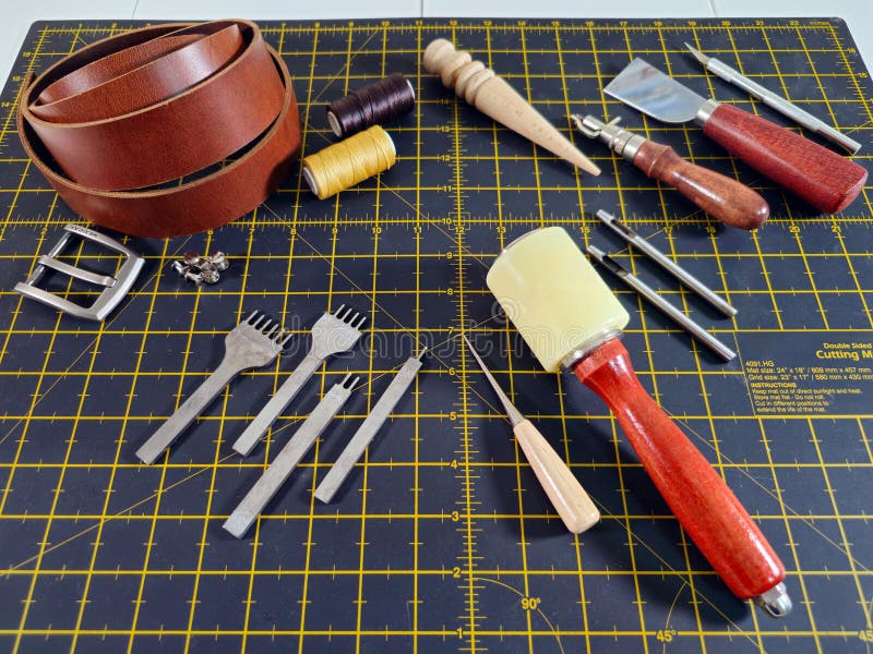 A Set of Tools and Blanks for Sewing a Belt. Stock Image - Image of ...