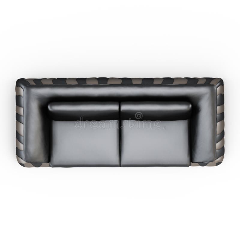 Two-seater Sofa with Pillows on a White Background Top View 3d Stock ...