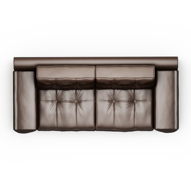 Leather Two-seater Sofa on a White Background Top View 3d Rendering ...