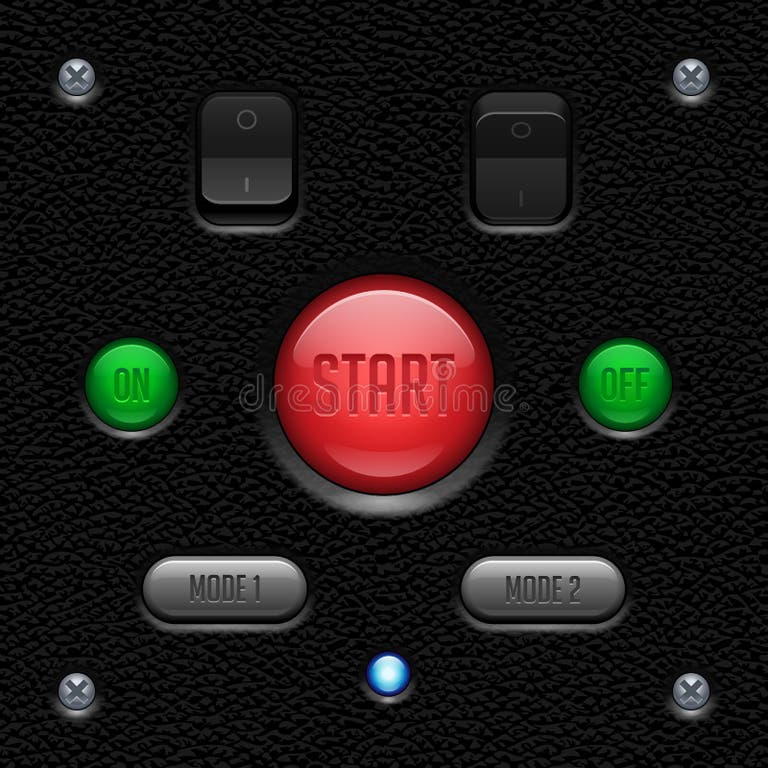 Leather UI Application Software Controls Set. Switch, Button, Lamp. Web ...