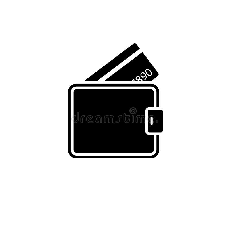 Leather Wallet with Credit Card Inside Solid Flat Vector Icon Isolated ...