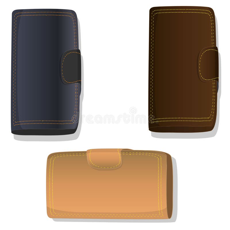 Leather Wallet Illustration Set. Stock Vector - Illustration of symbol ...