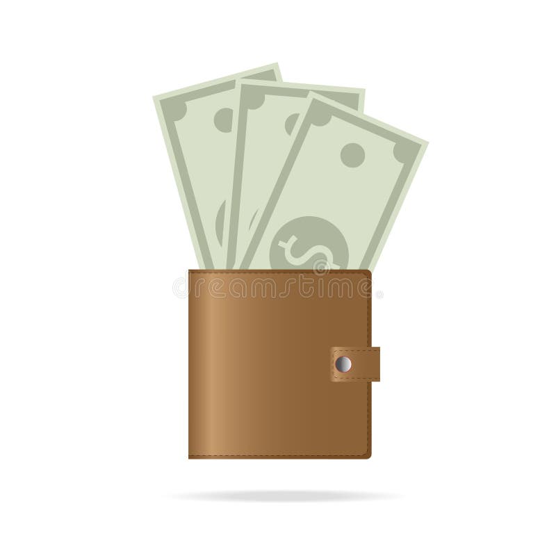 Leather Wallet with Money Isolated on White Background. Bank Notes ...