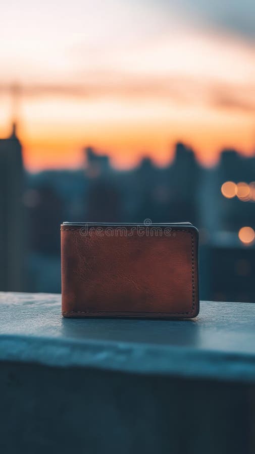 Leather Wallet on Rooftop Ledge during Sunset Stock Image - Image of ...