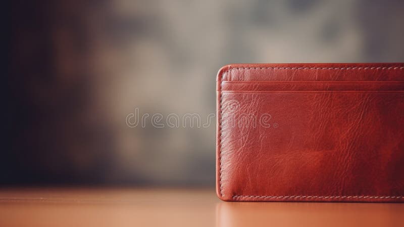 A Leather Wallet Sitting on a Table, AI Stock Illustration ...