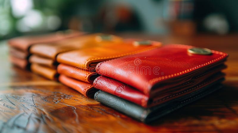 Leather Wallets Stacked stock illustration. Illustration of stack ...