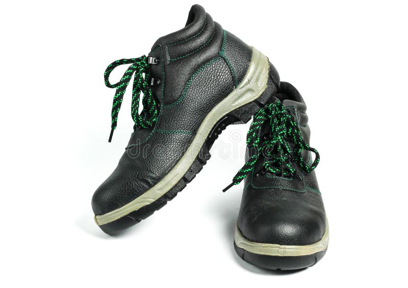 Leather Work Boots Isolated on White Background Stock Photo - Image of ...