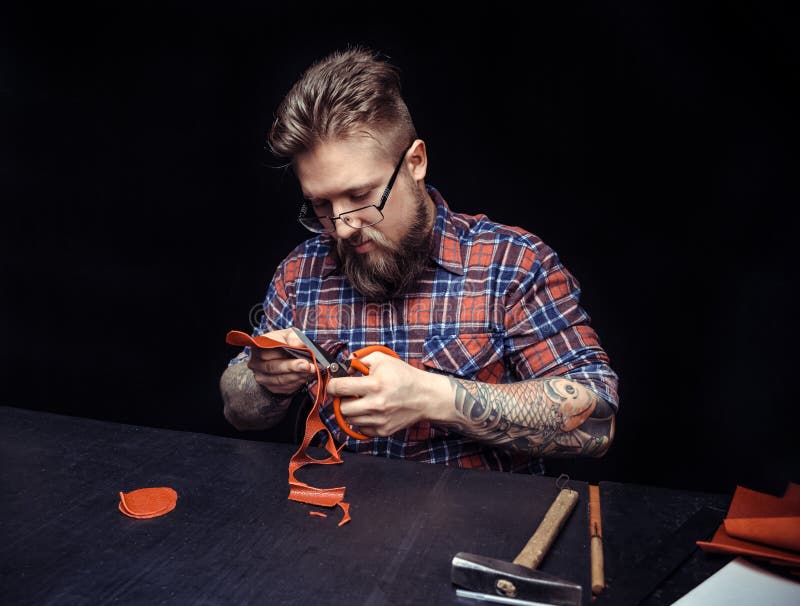 Leather Master Producing a Good Product Stock Photo - Image of outlines ...