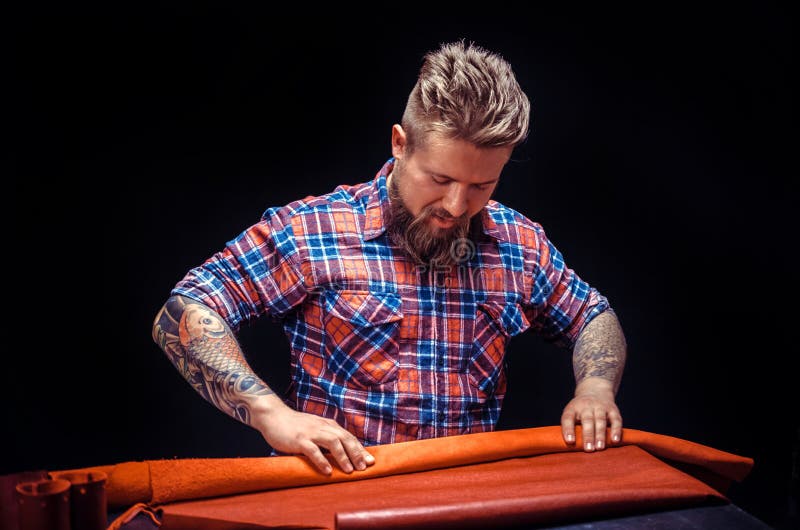 Leather Artisan Making Quality Products in His Studio Stock Photo ...