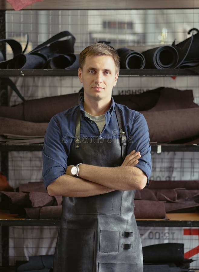 Leather workshop owner stock image. Image of skill, product - 77763249