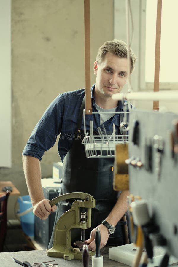 Leather workshop owner stock photo. Image of person, people - 78117678