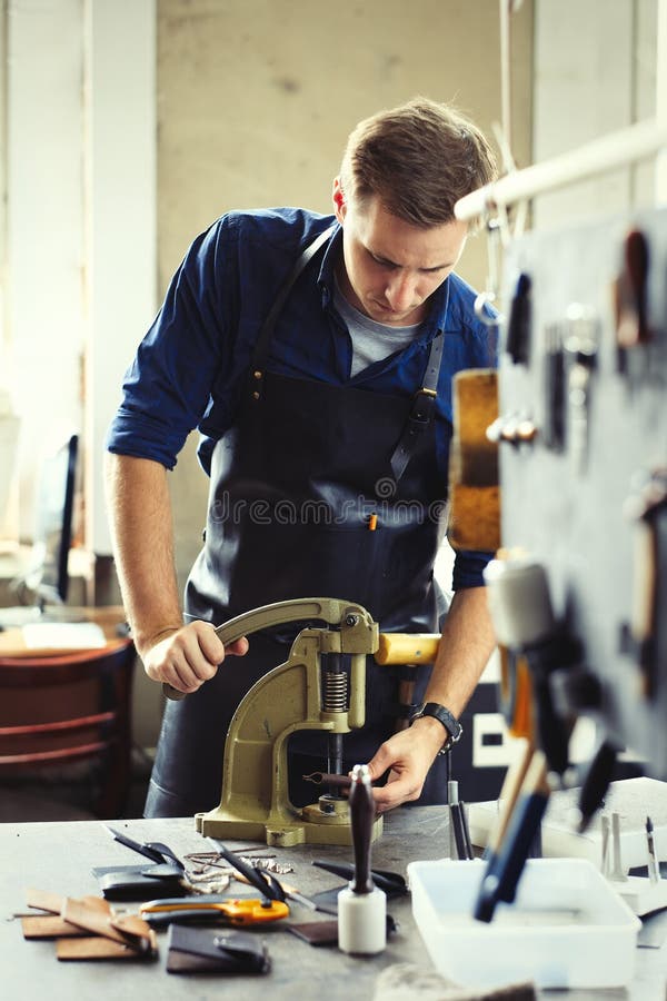 Leather workshop owner stock photo. Image of tailor, manual - 78832588