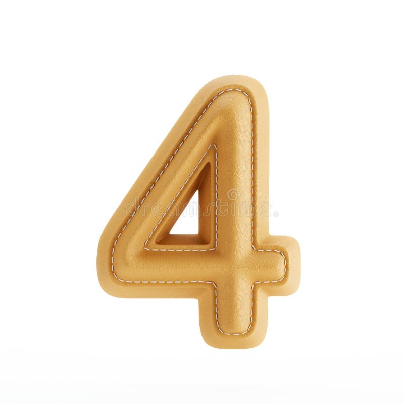 Leather Yellow Texture Letter Digit Number Four 4 Stock Illustration ...