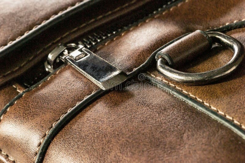 Leather zip closure stock photo. Image of fastener, space - 205984504