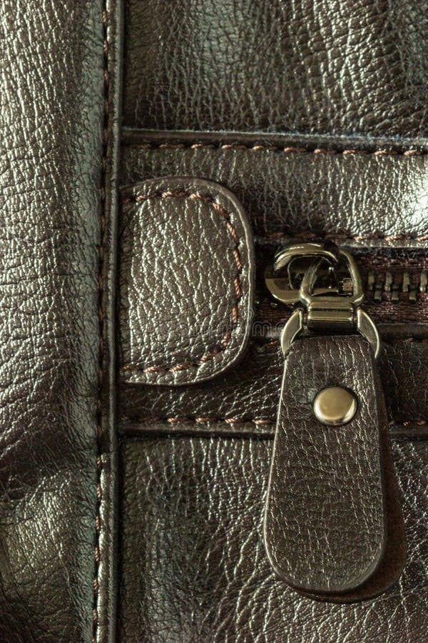 Leather zip closure stock image. Image of closure, material - 211847593