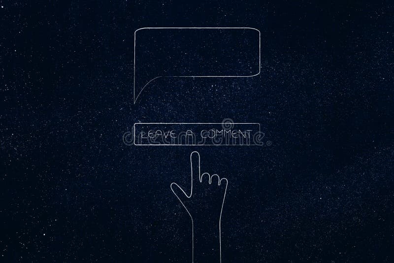 Leave a Comment Button with Hand about To Tap and Speech Bubble Stock ...