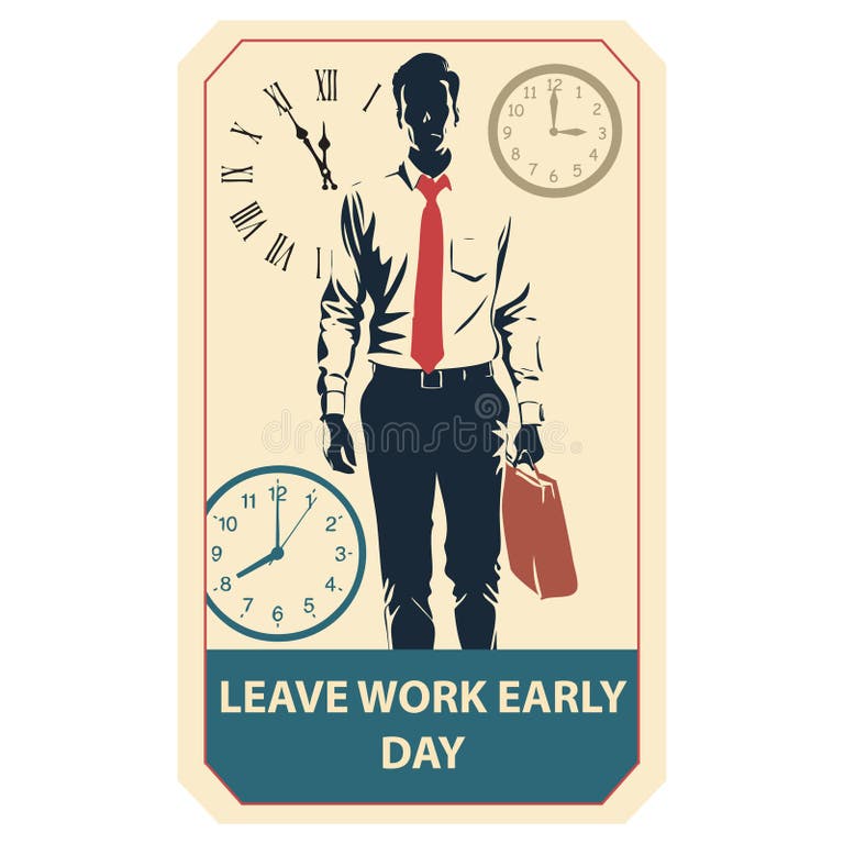 Leave Work Early Day label stock vector. Illustration of vector - 384836022