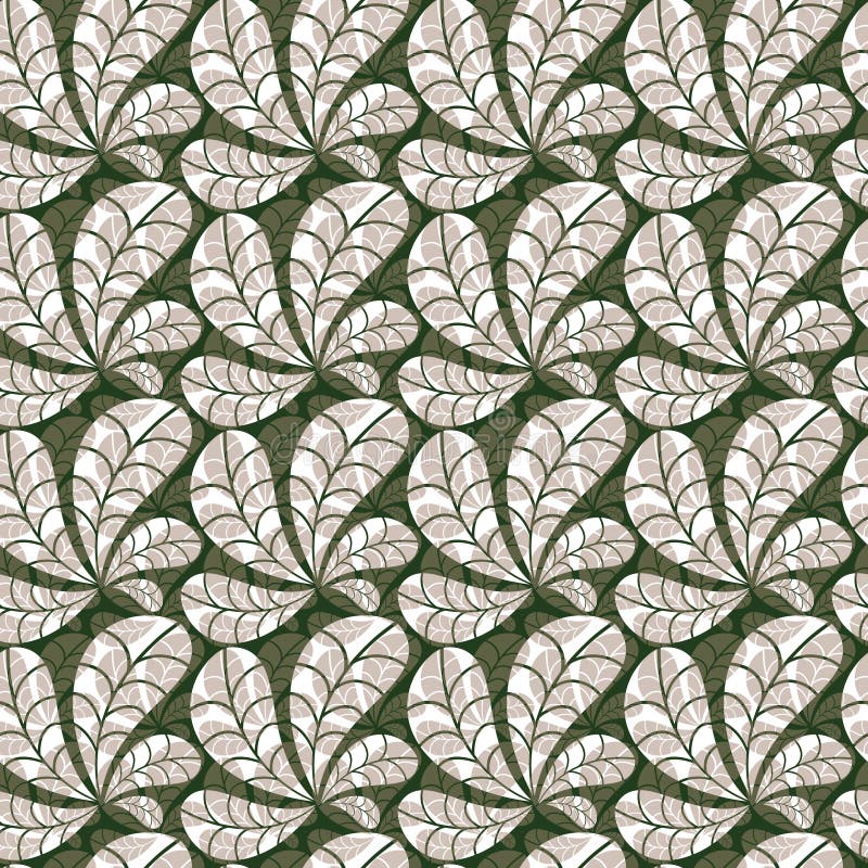 Abstract Leaves Vector Seamless Pattern. Regular Foliage Texture. Stock ...
