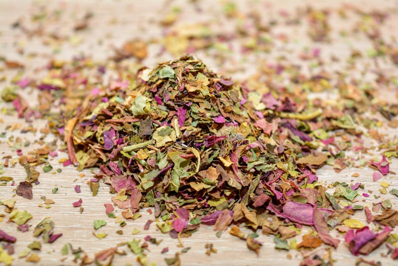 Leaves Amaranth Tea, Scattered on the Wooden Table. Stock Image - Image ...