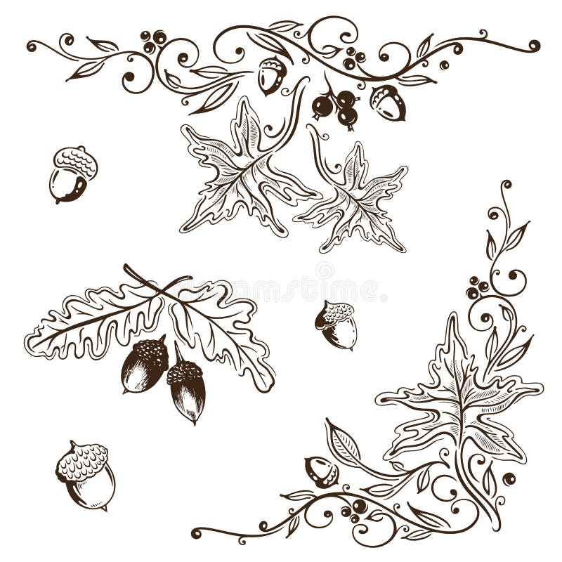 Filigree Leaves Corner Floral Scroll Pattern Stock Vector ...