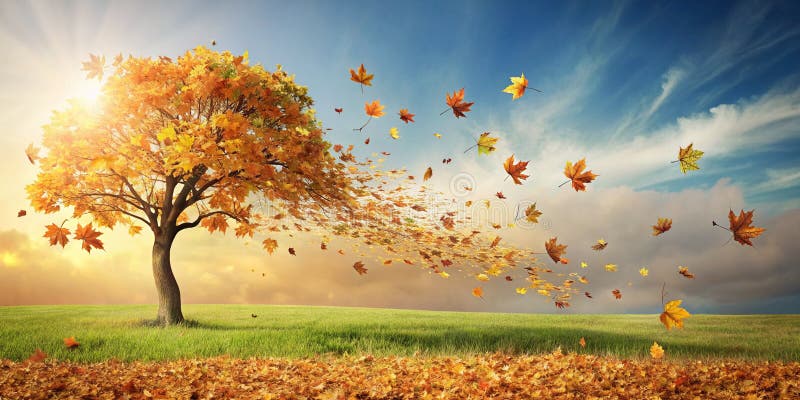 The Leaves are Being Blown Off the Tree by the Wind AI-Generated ...