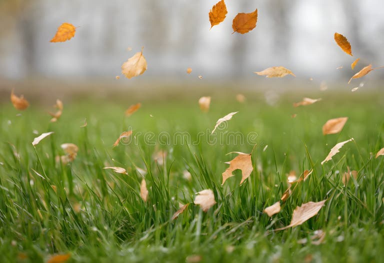Leaves blowing in the wind stock illustration. Illustration of green ...