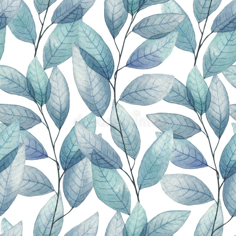 Leaves and Branches Seamless Pattern Watercolor Leaves Ornament ...