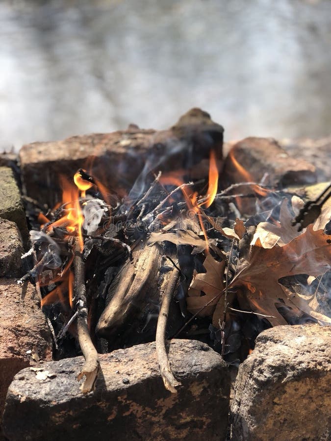 Fire stock image. Image of fire, smoke, leaves, burning - 190930269