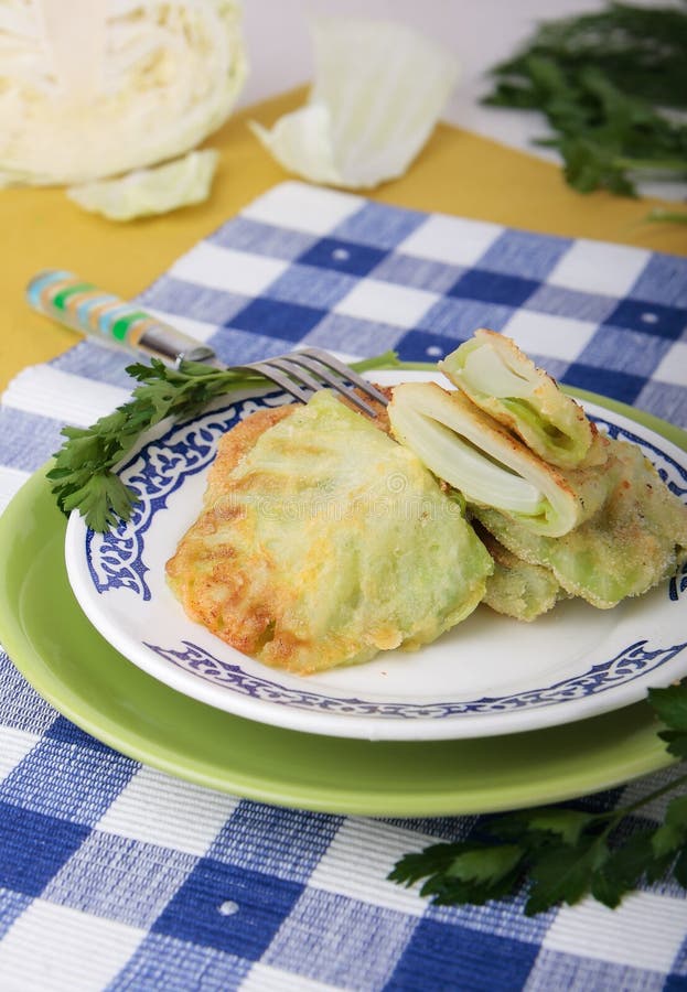Leaves of Cabbage Fried in Batter Stock Image - Image of parsley ...