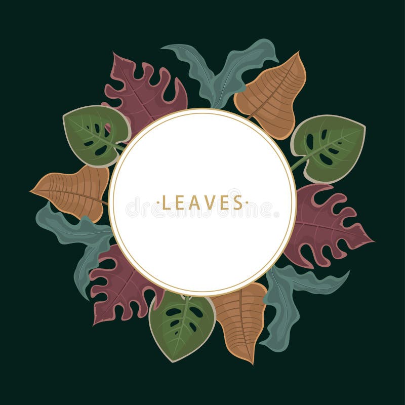 Leaves and circular badge stock vector. Illustration of badge - 237453785