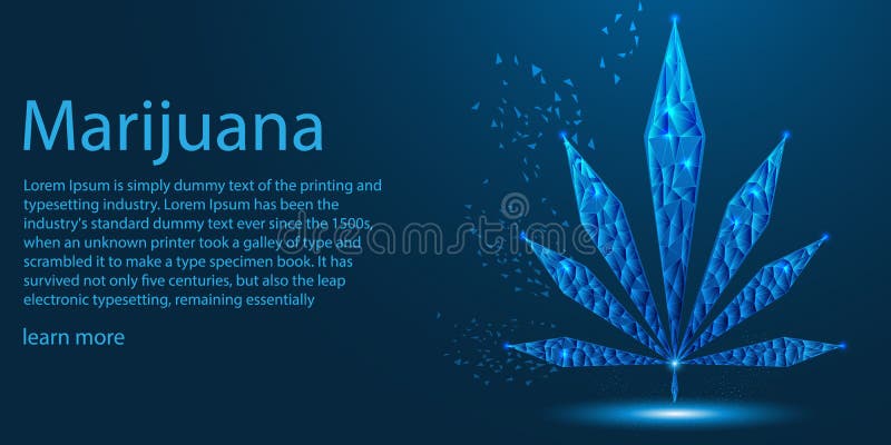 Marijuana Leaves and Connection Light Lines, Low Poly Cannabis ...