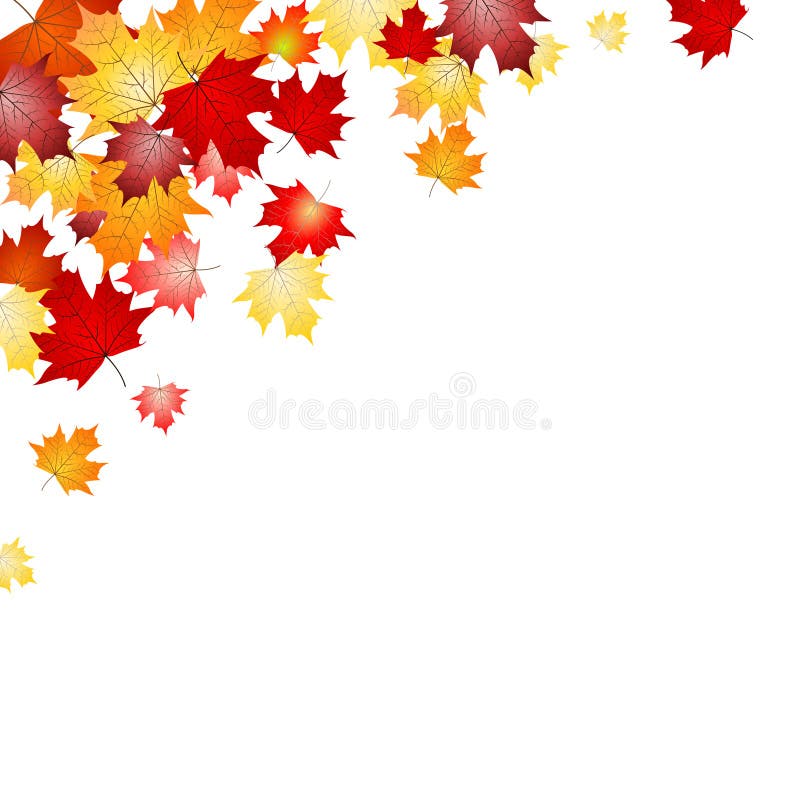 Fall, Autumn Leaves in Corner, White Background Stock Illustration ...