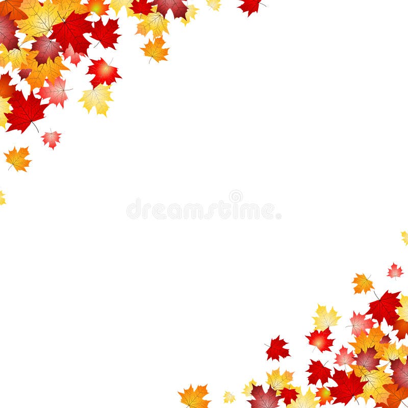 Fall, Autumn Leaves in Corners, White Background Stock Illustration ...