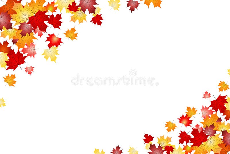 Fall, Autumn Leaves in Corners, White Background Stock Illustration ...