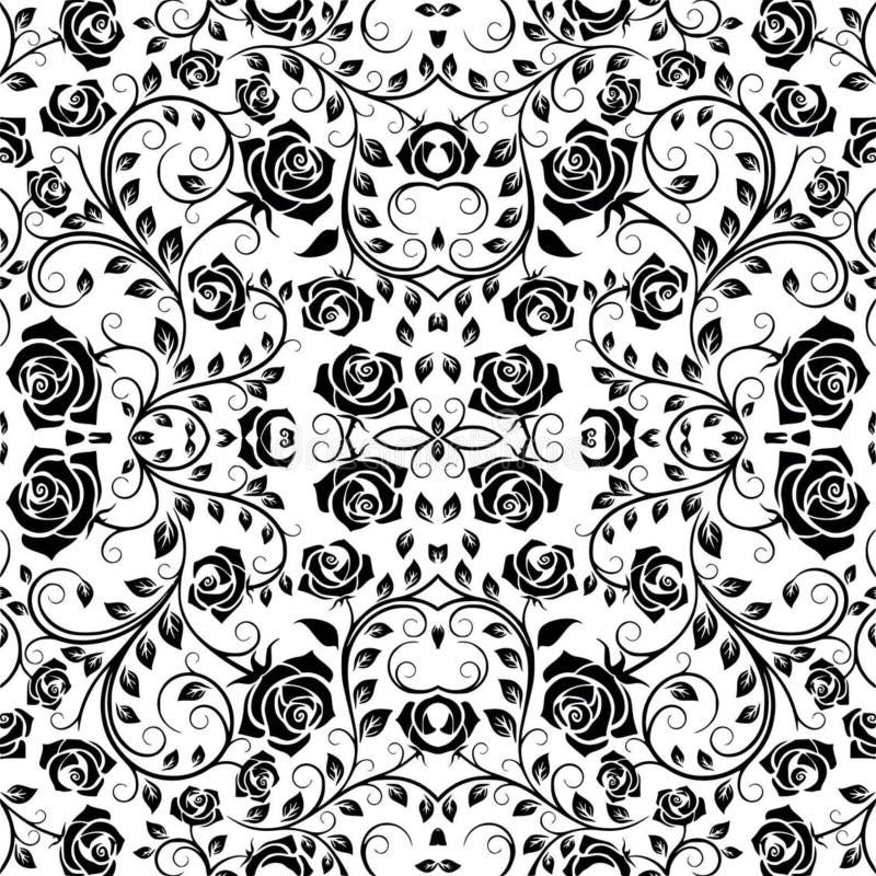 Leaves Design in Flower and Repeated Black Stock Vector - Illustration ...