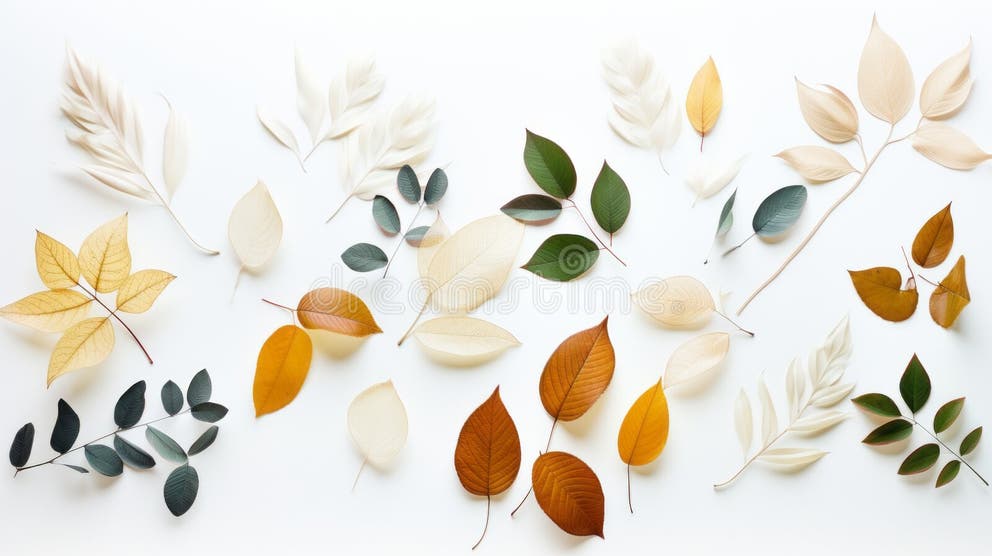 Leaves in Different Shapes, Sizes and Colors. the Leaves are Arranged ...