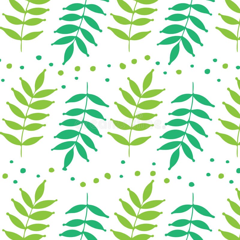 Leaves and Dots Pattern on White Background Stock Illustration ...