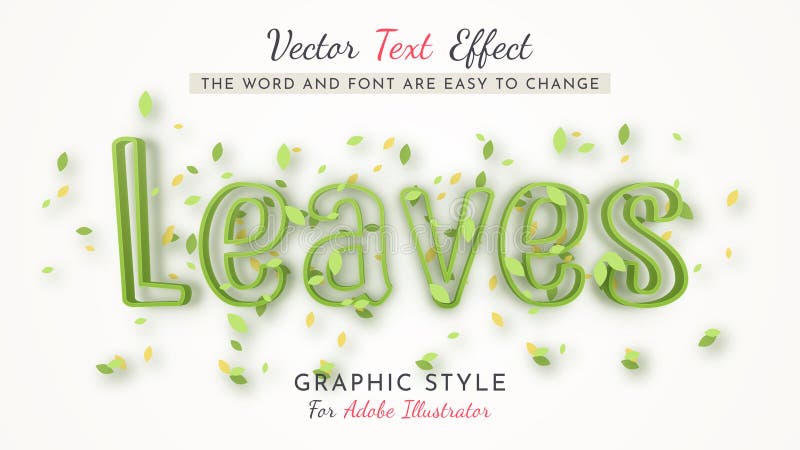 Leaves Editable Text Effect, Graphic Style. Vector Mockup and Template ...