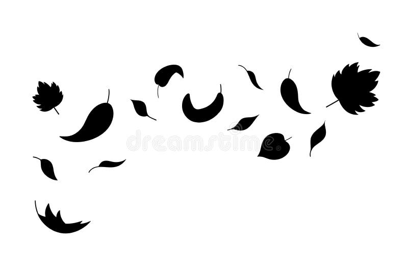 Leaves Fall Silhouette in Simple Style, Vector Illustration. Wave Cold ...