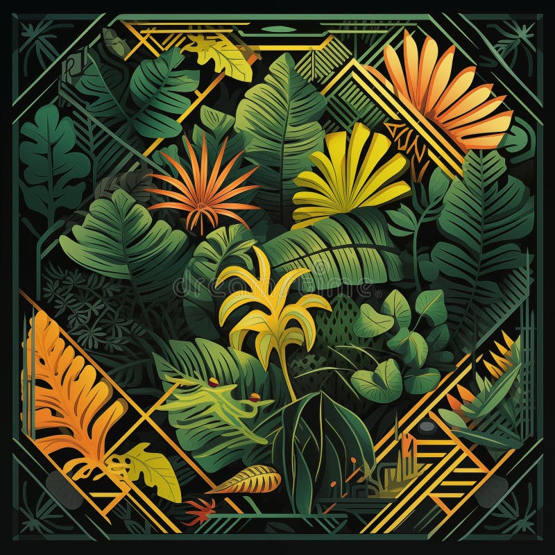 Flower and Leave Pattern Background Generative AI Stock Illustration ...