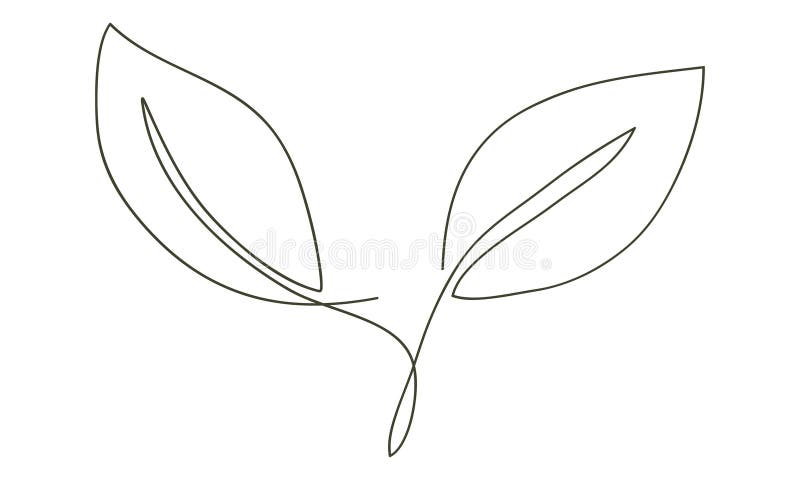 Leaves Hand Drawn Line Art One Continuous.Vector Illustration Stock ...