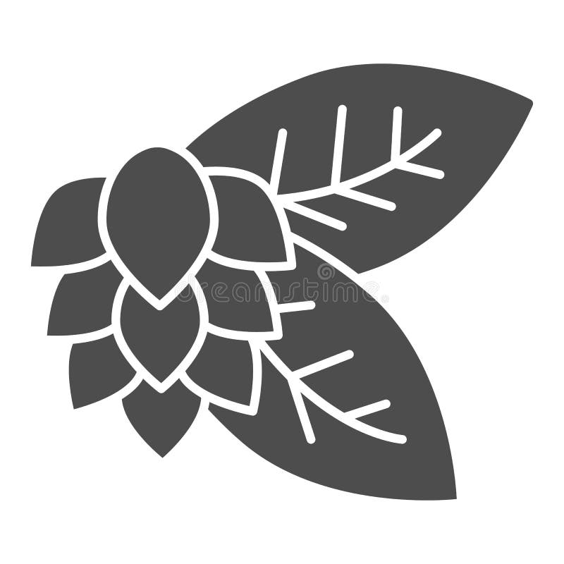 Leaves and Hops Solid Icon, Craft Beer Concept, Beer Hop Sign on White ...